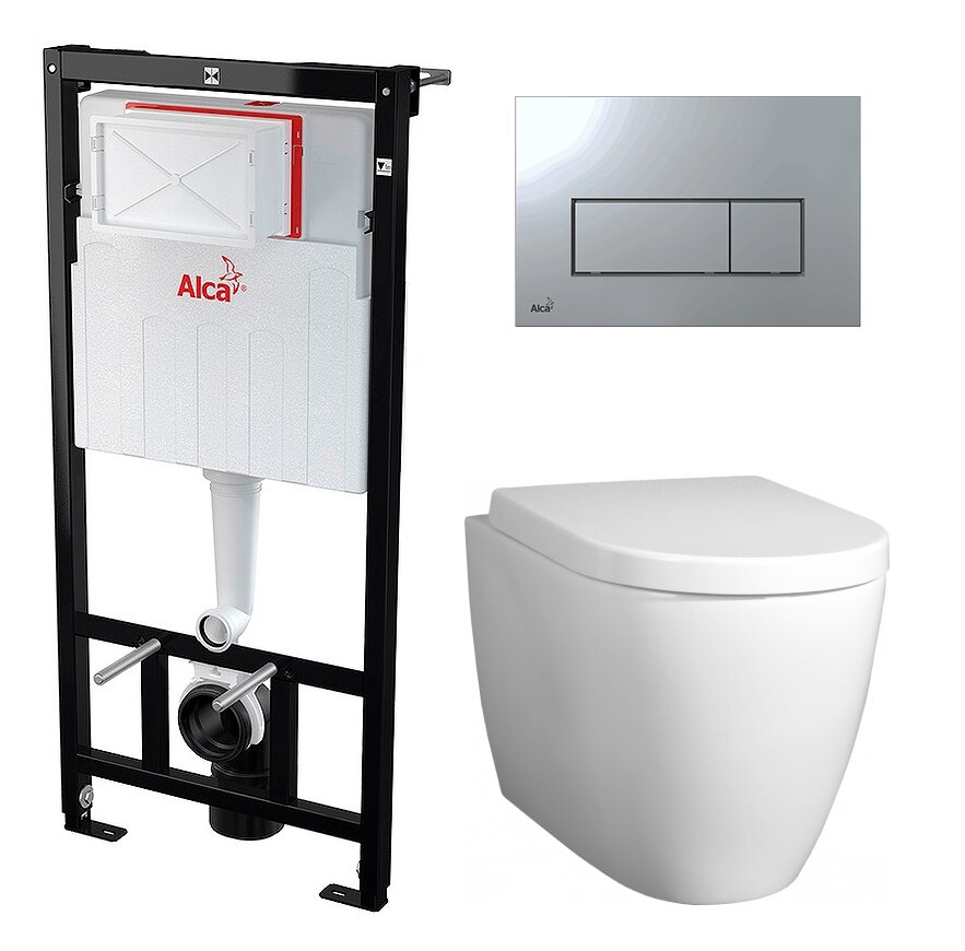 Комплект 3 в 1 инсталляция AlcaPlast + Унитаз подвесной BelBagno Marino + кнопка хром