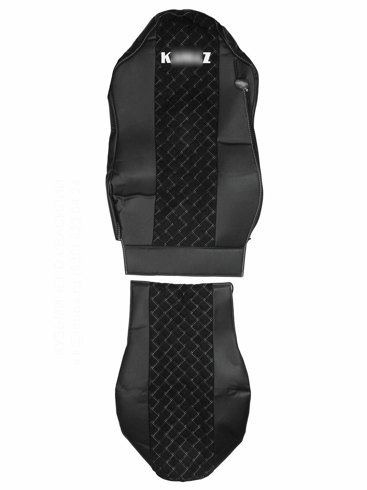 Чехлы на сиденья автомобиля KамаZ EURO (5490) 2013-2019 г. (2 высоких.) (Экокожа / алькантара) Сделано в России. (27289)