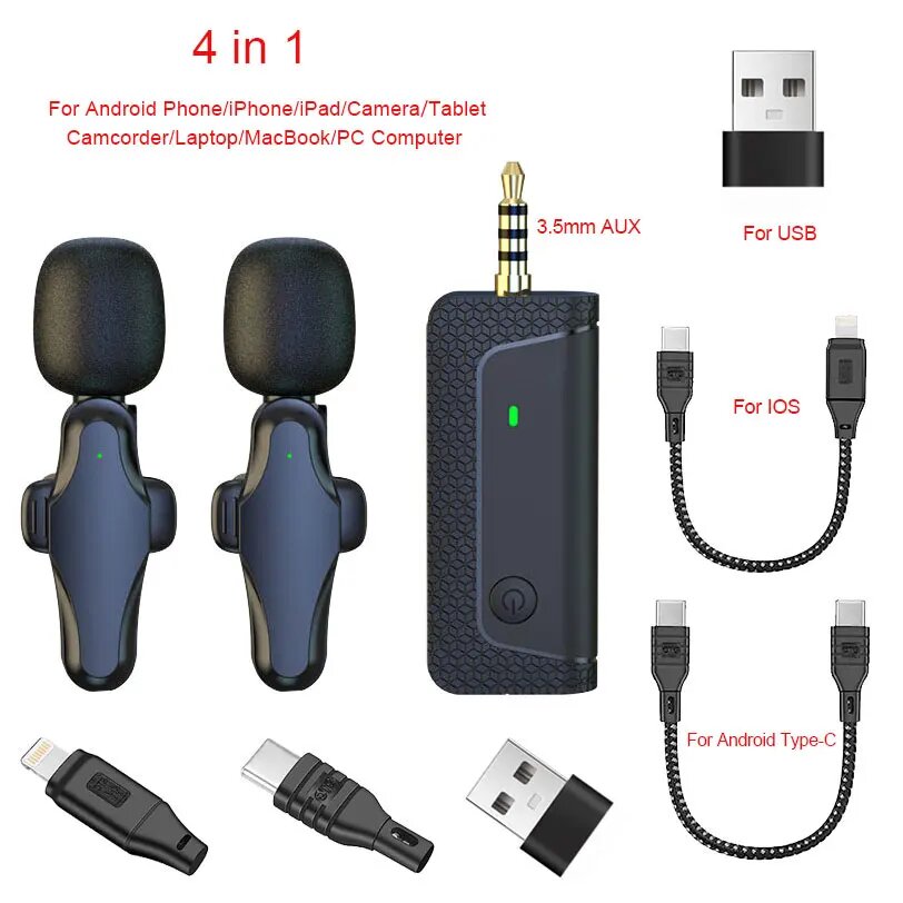 Беспроводной мини-микрофон K35 Pro, петличный микрофон с петличным отверстием для телефона, фотоаппарата, потоковой записи, ПК, Iphone, Ipad
