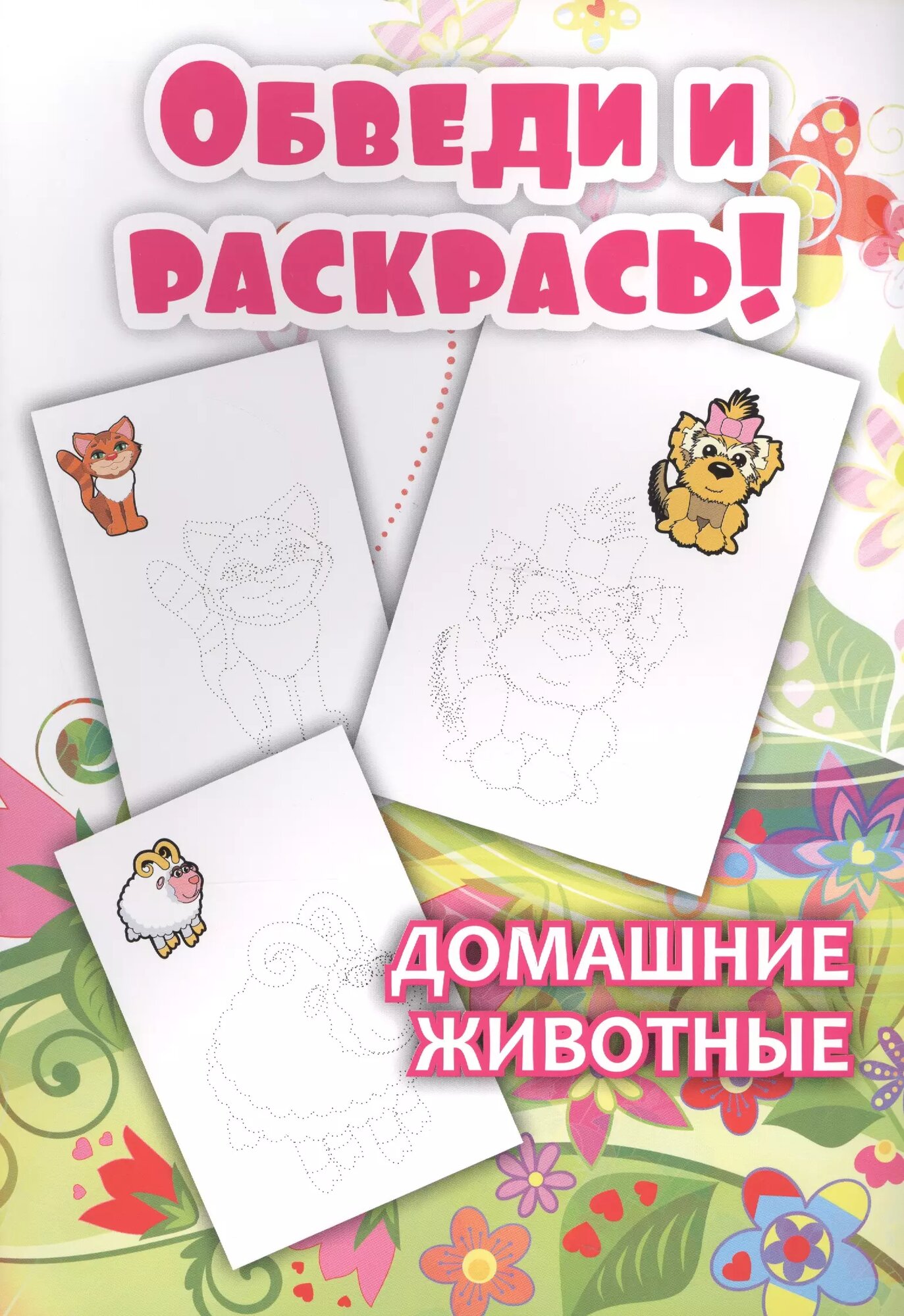 Обведи и раскрась! Домашние животные