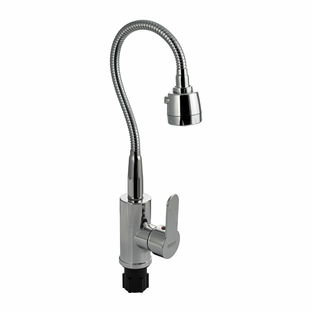 Смеситель для кухни, шаровый, из высокопрочного АБС пластика, с алюминиевым основанием, с гибким изливом, с большим двухрежимным аэратором, цвет хром.