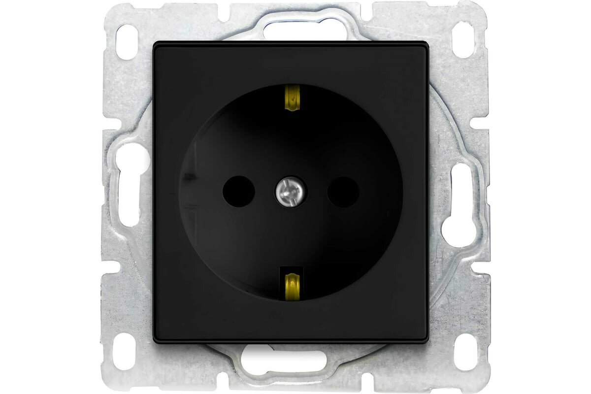 Розетка одинарная Vesta Electric Roma Black заземление без рамки материал металл
