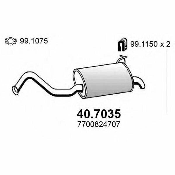 Глушитель выхлопных газов конечный, ASSO 40.7035 (1 шт.)