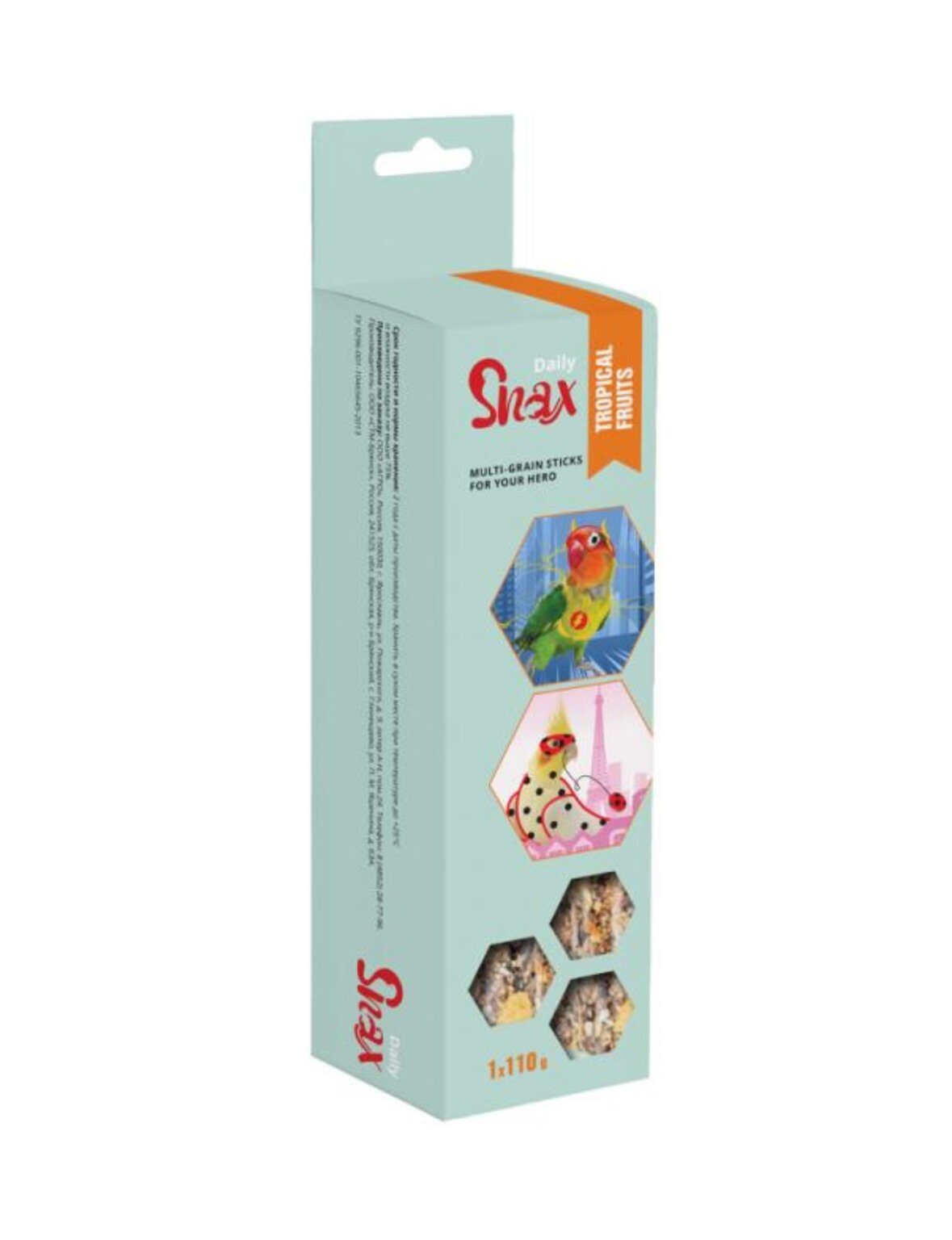 Зерновые палочки для птиц Snax Daily с тропическими фруктами 1 шт (110г) х 2 упаковки