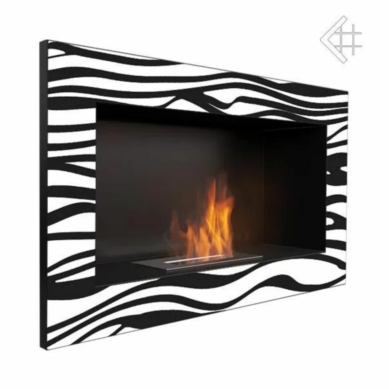 Биокамин Kratki GOLF ZEBRA, Металл, черный, 64,8x37,4x15 см.