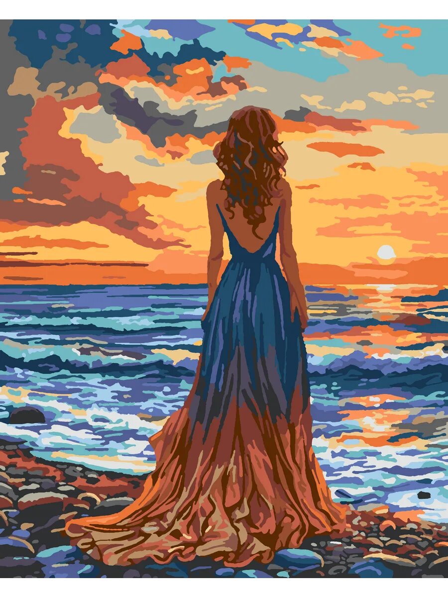 Картина по номерам Девушка и море 40х50 см