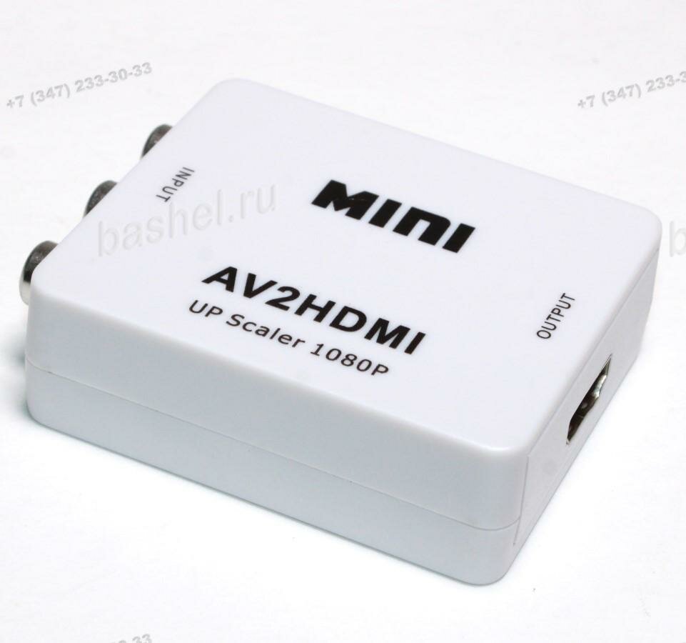Конвертер вход RCA (video) + 2*RCA (audio) - выход HDMI DC 5V, шнур mini USB 5P-USB Орбита OT-AVW52