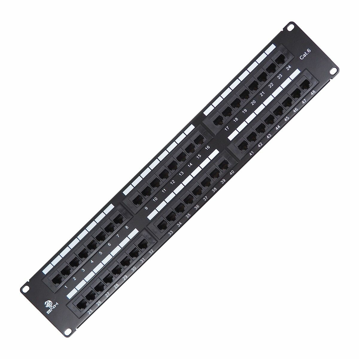 Патч-панель, 19 дюймов, 2U, 48 портов RJ45, категория 6, UTP, чёрная