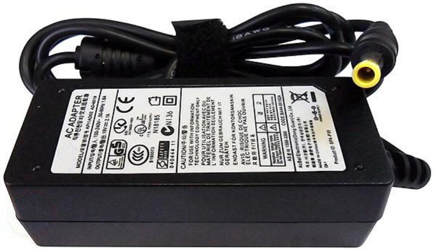 Блок питания / сетевой адаптер / зарядка / AD-4019, AD-6019 для нетбуков Samsung N120, N510, N310, N230, N350, N110, API1AD02 AD-6019 19V 2.1A 40W 5.5x3.0 pin HC тип VB