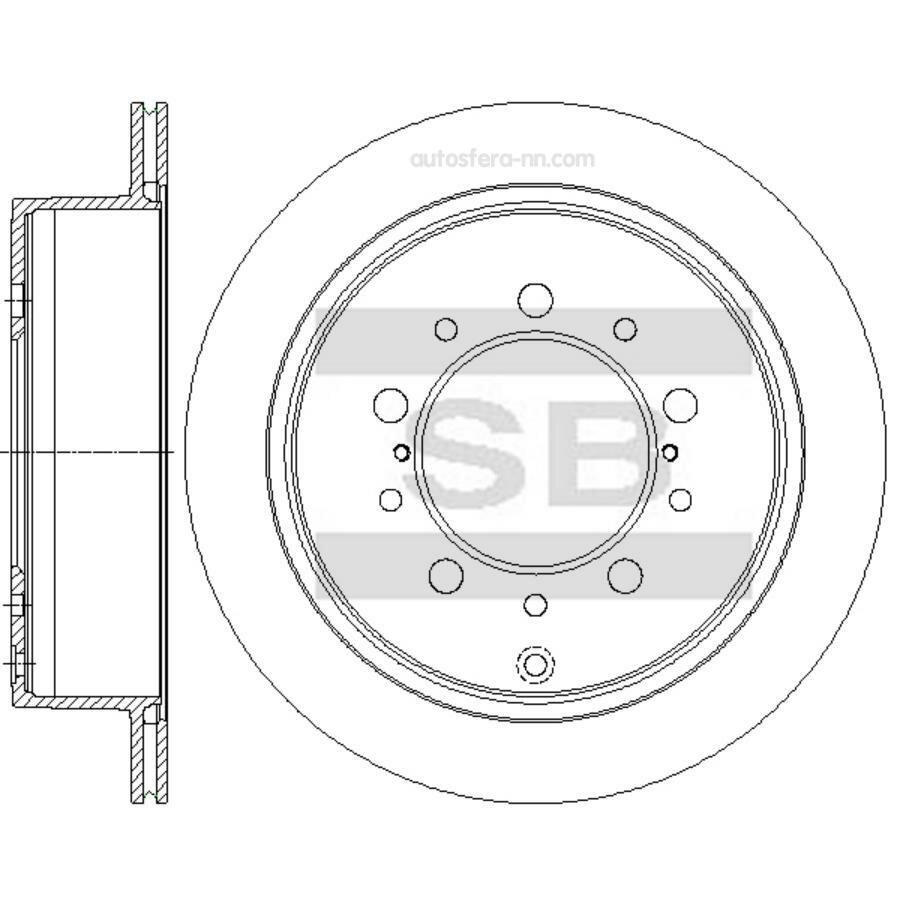 SANGSIN BRAKE SD4909 диск тормозной задний!\ Toyota Land Cruiser 200 4.7/4.5D 07>, Lexus LX 5.7 08>