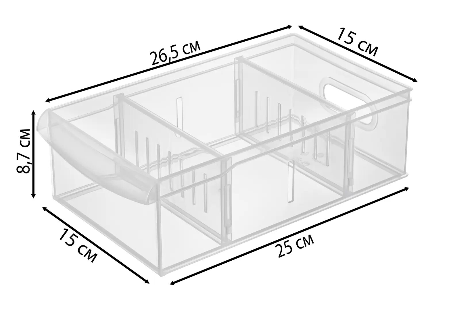 Контейнер Rolly 15x8.7x26.6 см 2.65 л пластик цвет прозрачный