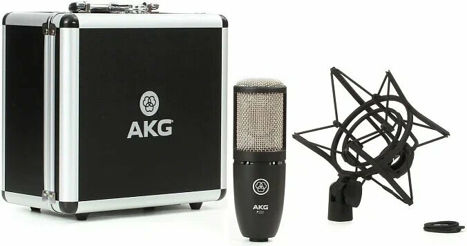 Микрофон проводной AKG P220, разъем: XLR 3 pin (M), черный