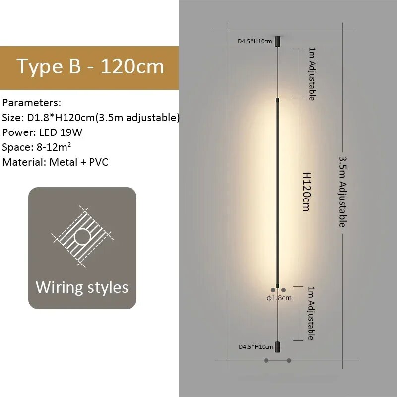 Напольная лампа Wushiyu черная 120 см, LED, B 120cm No plug