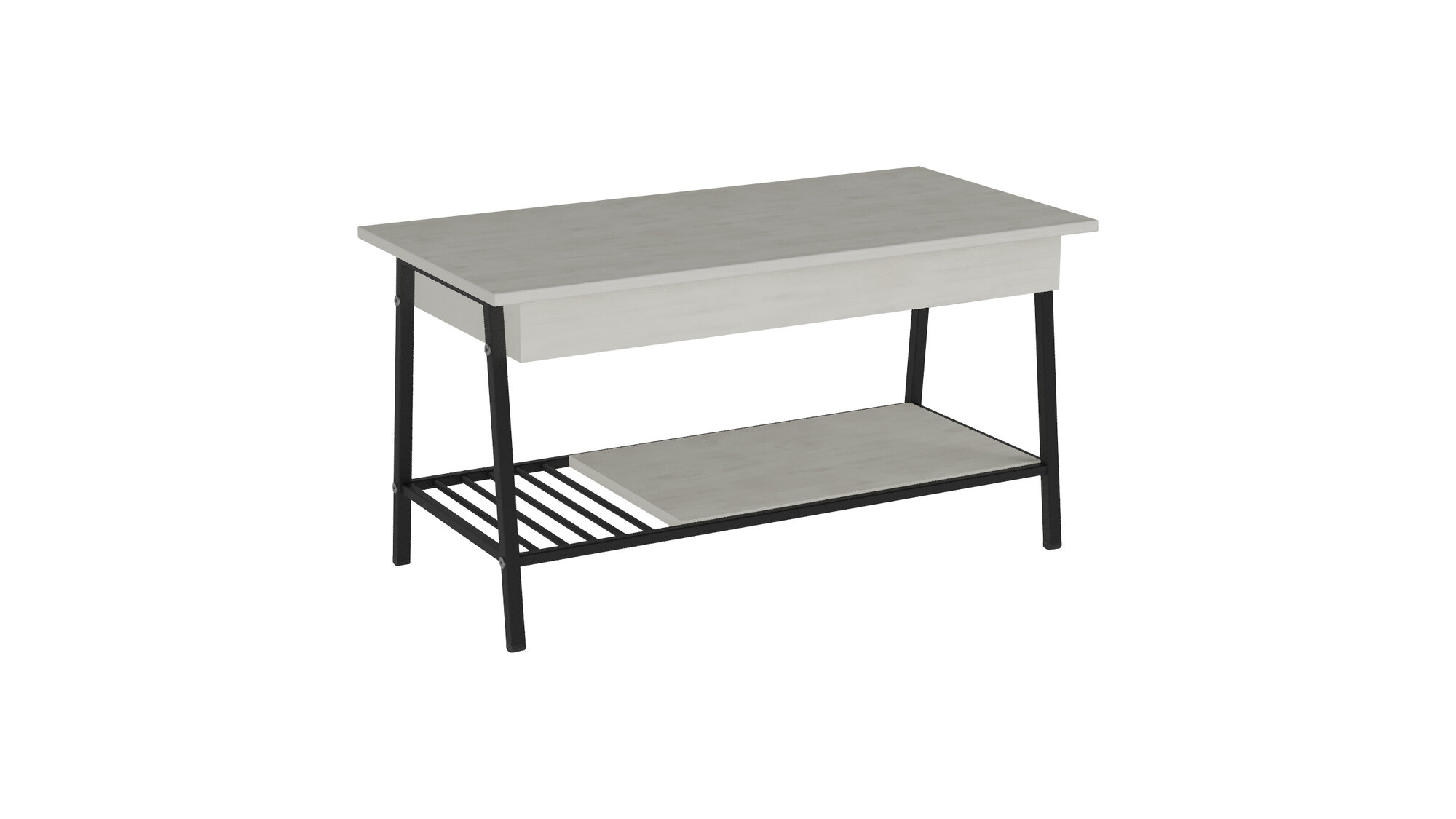 Стол трансформер "Астор" (ЛДСП выбеленное дерево), метаддический каркас