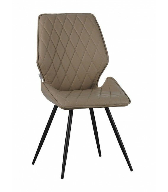 DC233 Стул мягкий поворотный 360, бежевый экокожа, каркас металл, черный круглый