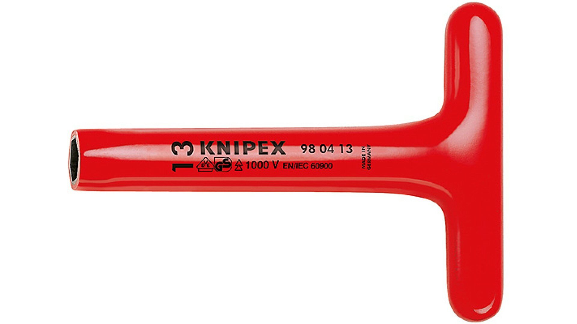 Knipex KN-980410 Отвёртка торцевая VDE с внутренним шестигранником, с Т-образной рукояткой, 10x200 мм, диэлектрическая