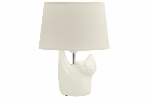 Настольная лампа Elan Gallery "Кот" 23*14*31 см, с овальным абажуром, кремовый (320074)