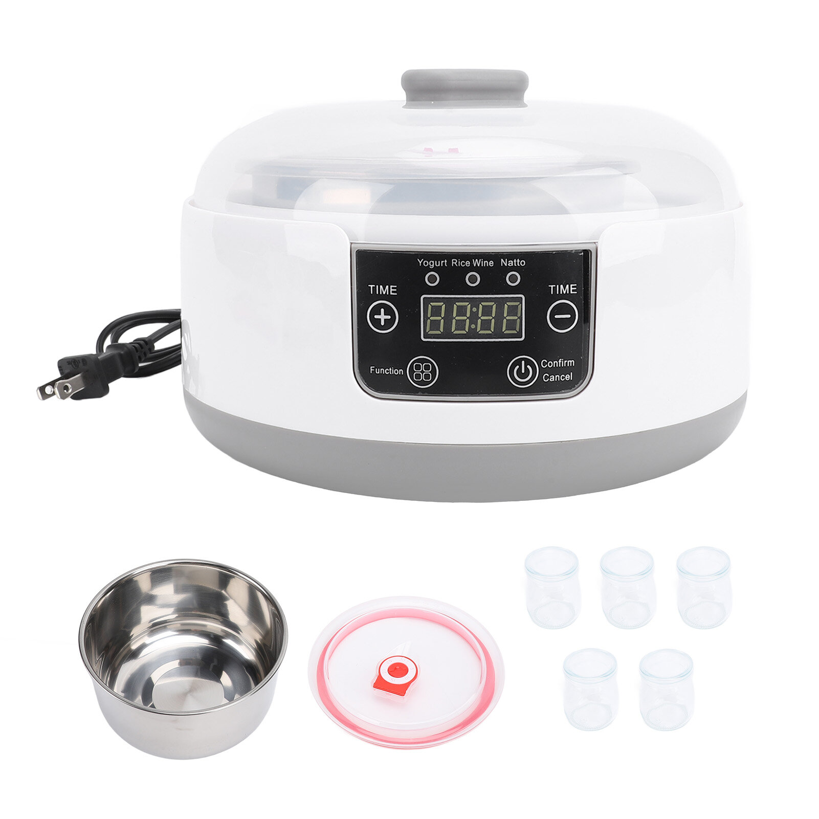 Электрическая йогуртница 1,2 л, домашний йогуртница, натто, небольшой домашний инкубатор для йогурта с банками, вкладыш из нержавеющей стали, вилка США 100-240 В