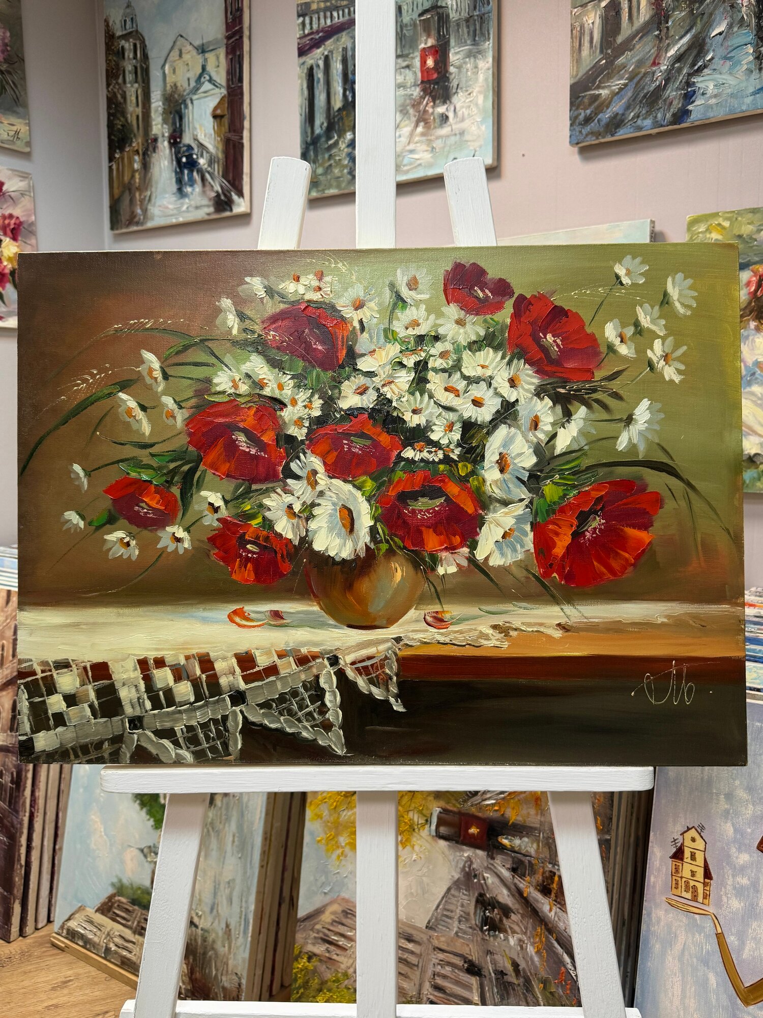 Картина маслом Маки в вазе 50х70 см. Художественная мастерская Грёзы.