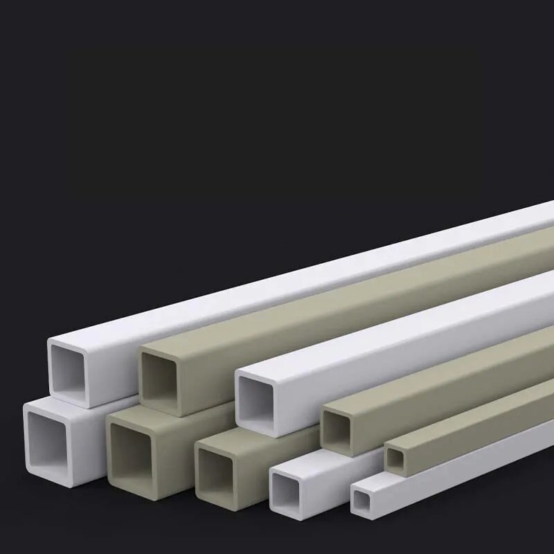 Полипропиленовые квадратные трубы 500 мм, белый/бежевый, 2 шт. 20x20x2.6mm 2Pcs, White