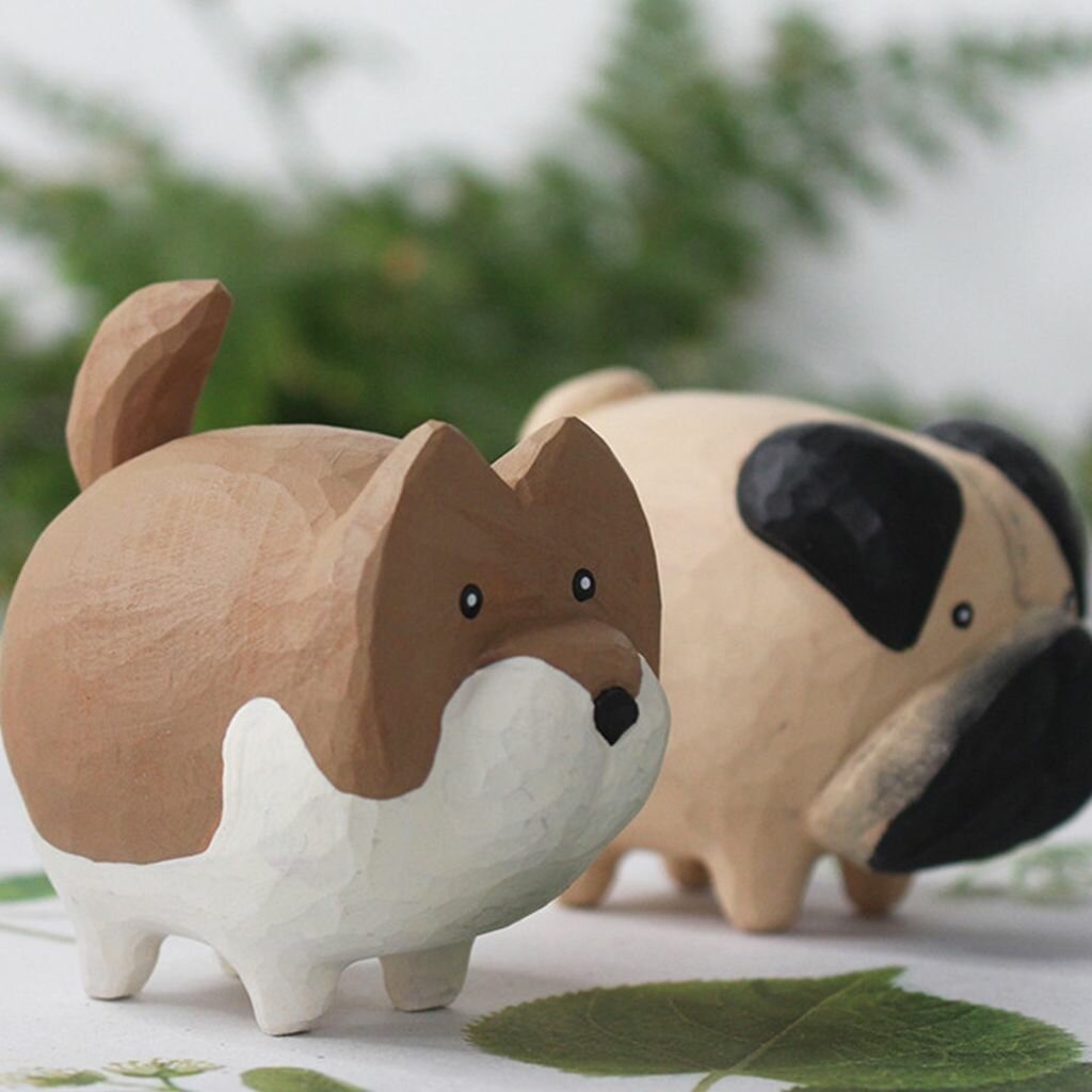 Собака-Волк, вырезанная из дерева, Декоративный элемент для статуи в Гостиной