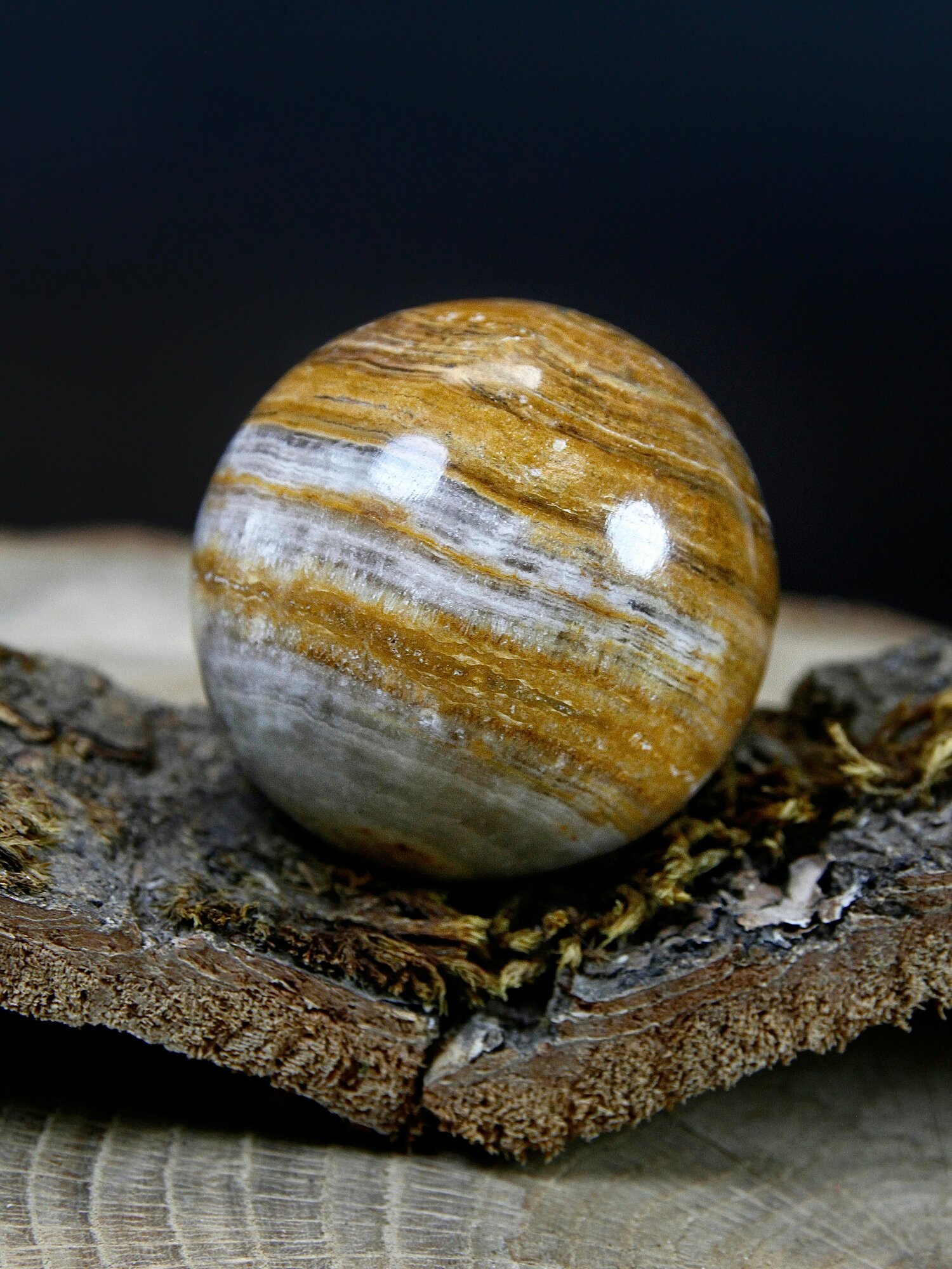 Оберег, амулет Оникс коричневый - шар, натуральный камень, диаметр 35-37 мм, 1 шт - улучшает память, развивает логику, интеллект