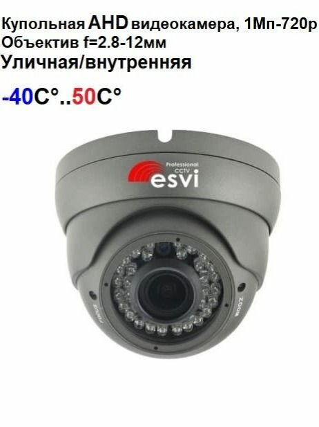 AHD камера EVL-DC-H10B, 1Мп-720p, f2.8-12мм