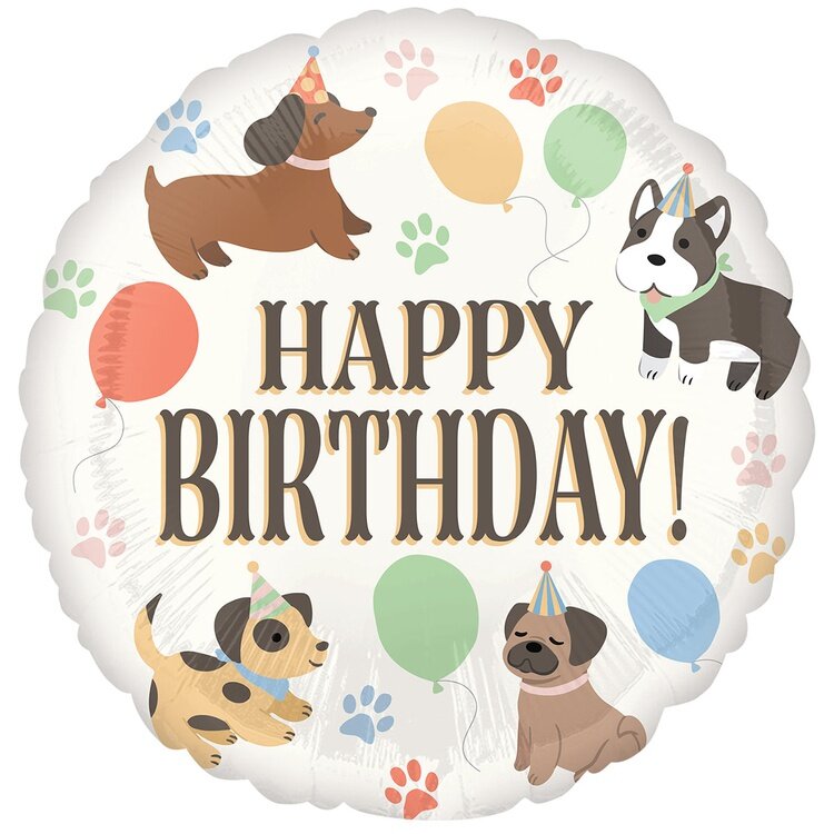 Воздушный шарик Anagram джамбо, Happy Birthday, собаки в колпаках
