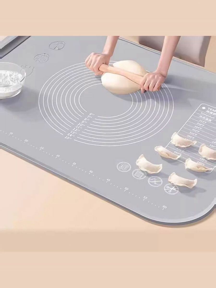 Кухонный силиконовый коврик для раскатки теста с разметкой Усиленный неподвижный пищевой силиконовый коврик для выпечки и приготовления теста