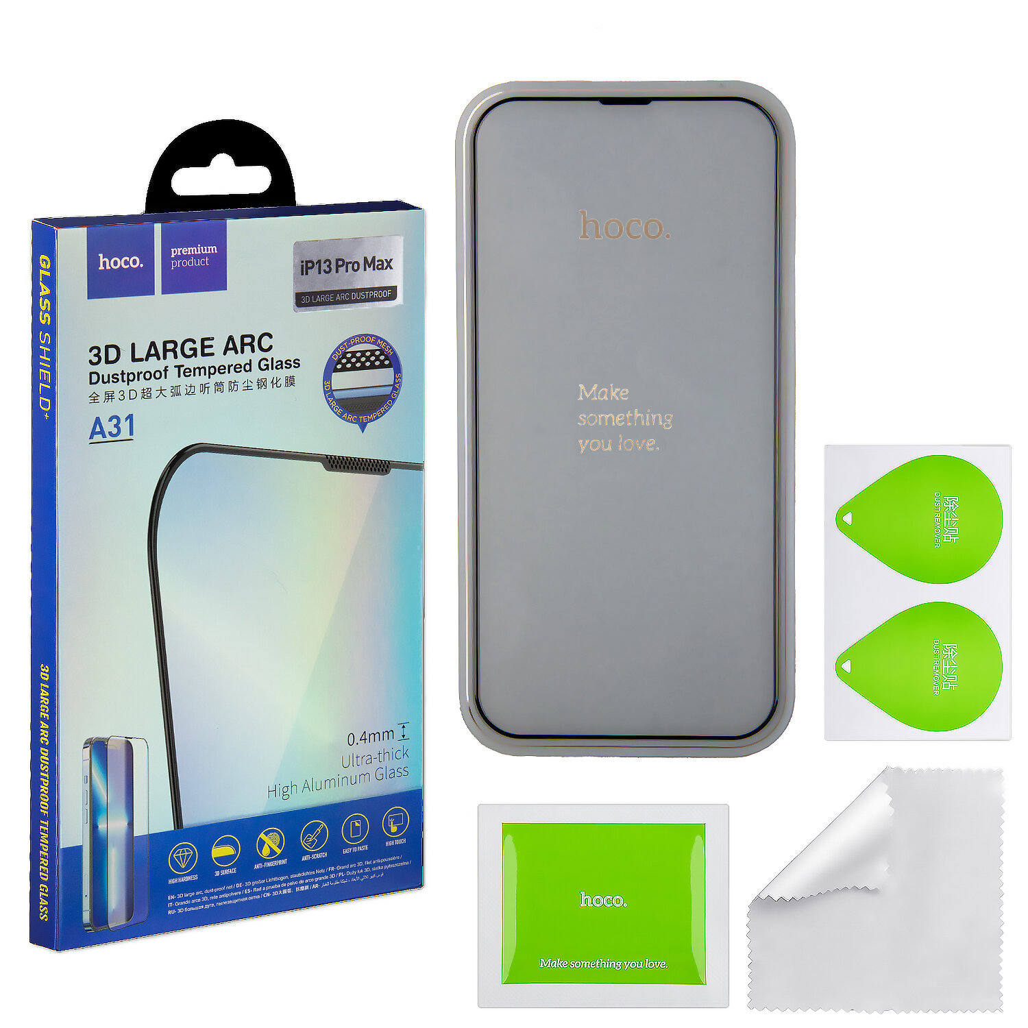 Защитное стекло iPh 13 Pro Max/14 Plus (6.7) 3D Full Dustproof A31 HOCO