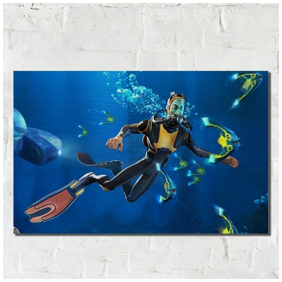 Картина интерьерная на дереве, рисунок игра Subnautica - 12007