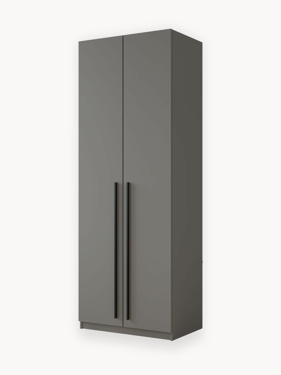 Шкаф для одежды распашной с ящиками, Графит, 2200х800х520 мм