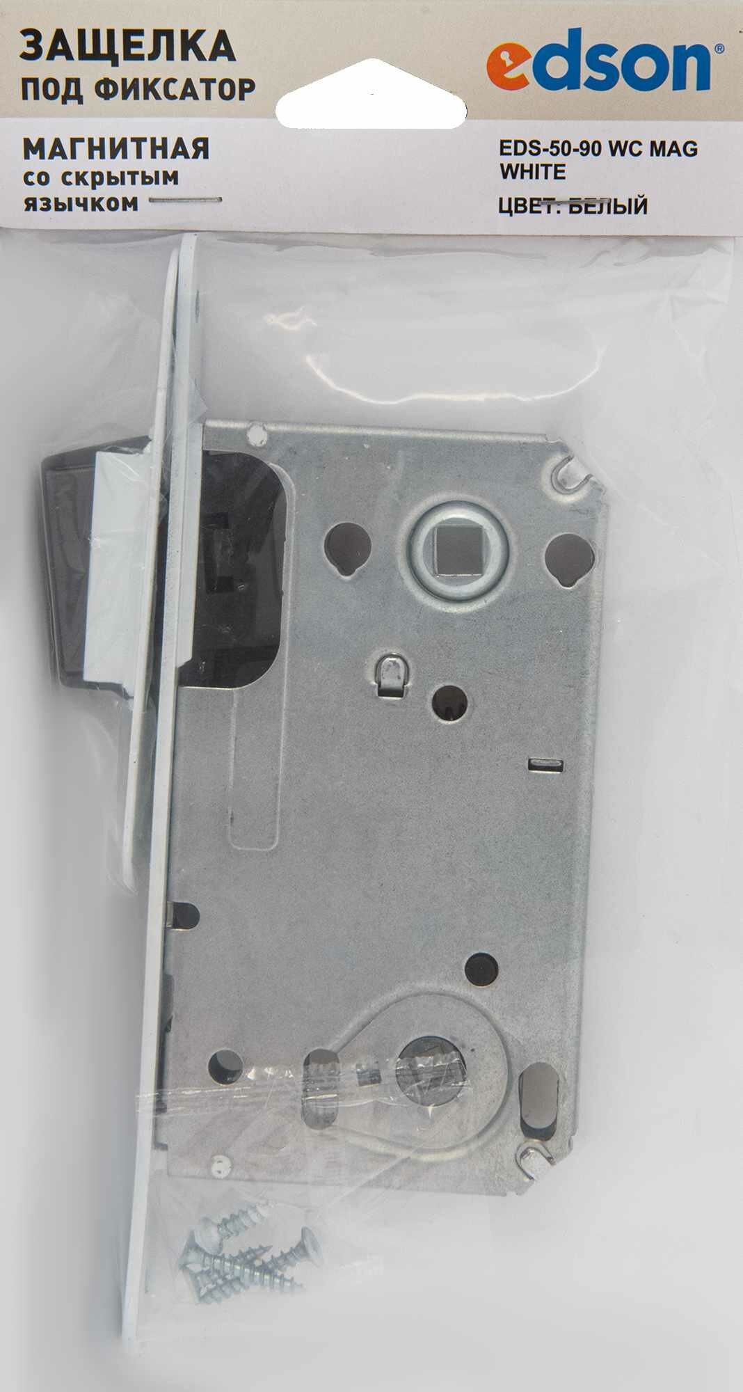 Защелка магнитная Edson EDS-50-90, 73x132x14 мм, сталь, цвет белый