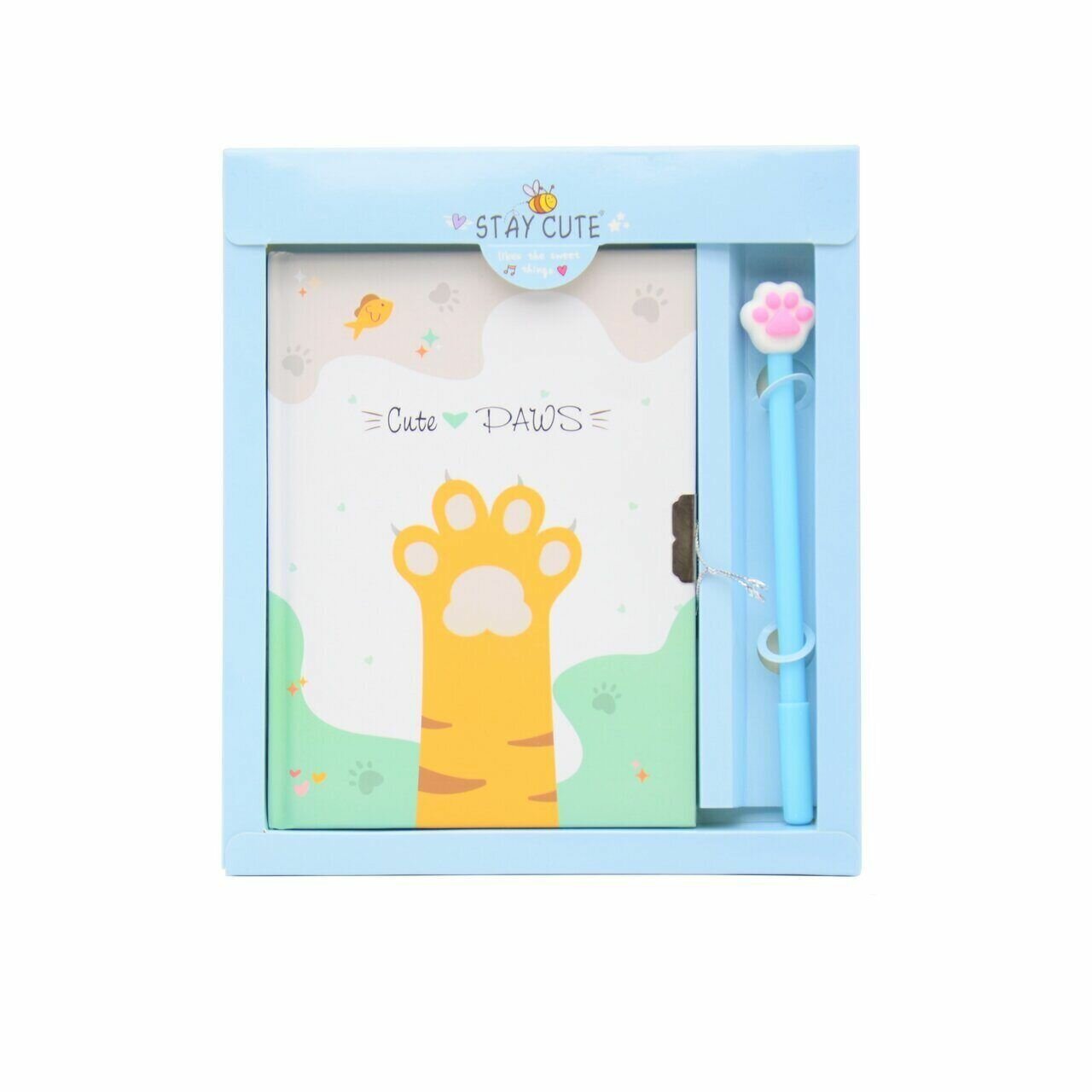 Набор подарочный 2в1 "Милые лапки" (Блокнот 175х130мм, 50 листов, линия)+ручка, голубой