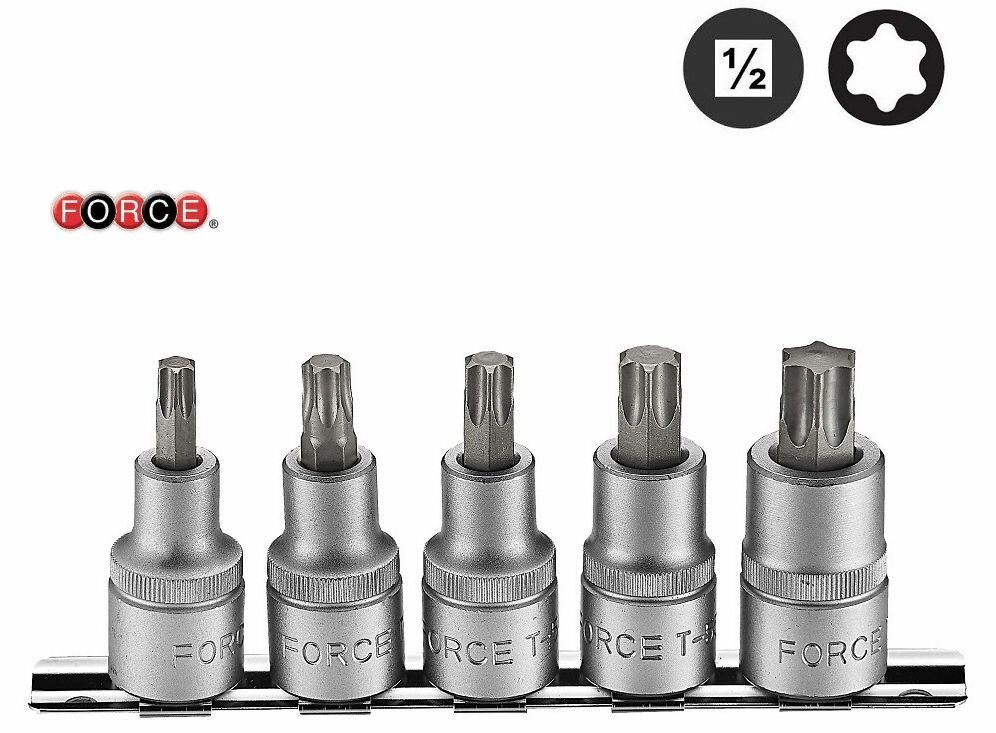 Набор головок-бит Torx 1/2", 55 мм, 5 предметов FORCE 4051