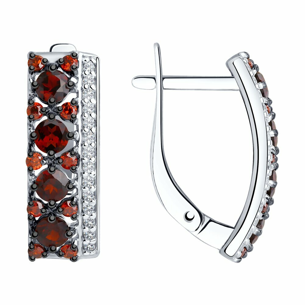 Серьги, серебро, 925 проба, родирование