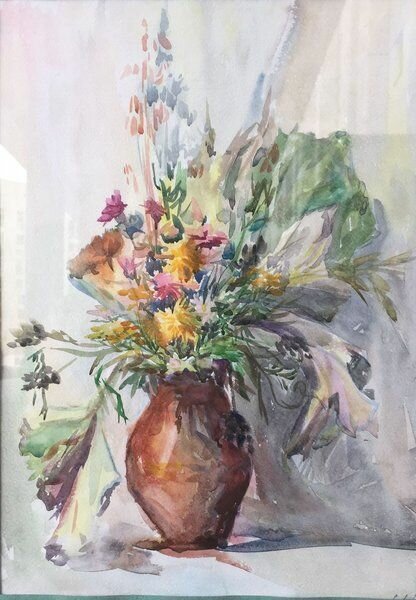 ART-Salon at Oktyabrskaya авторская картина "Полевые цветы" 40х30 см; бум, акварель; ручная работа;