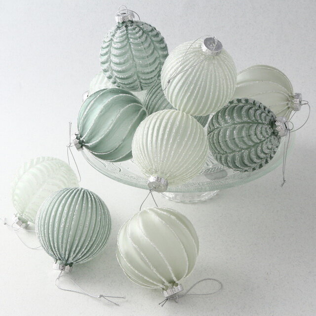 Набор стеклянных шаров Мистерио 8 см мятный, 12 шт, Boltze, 2037362-набор