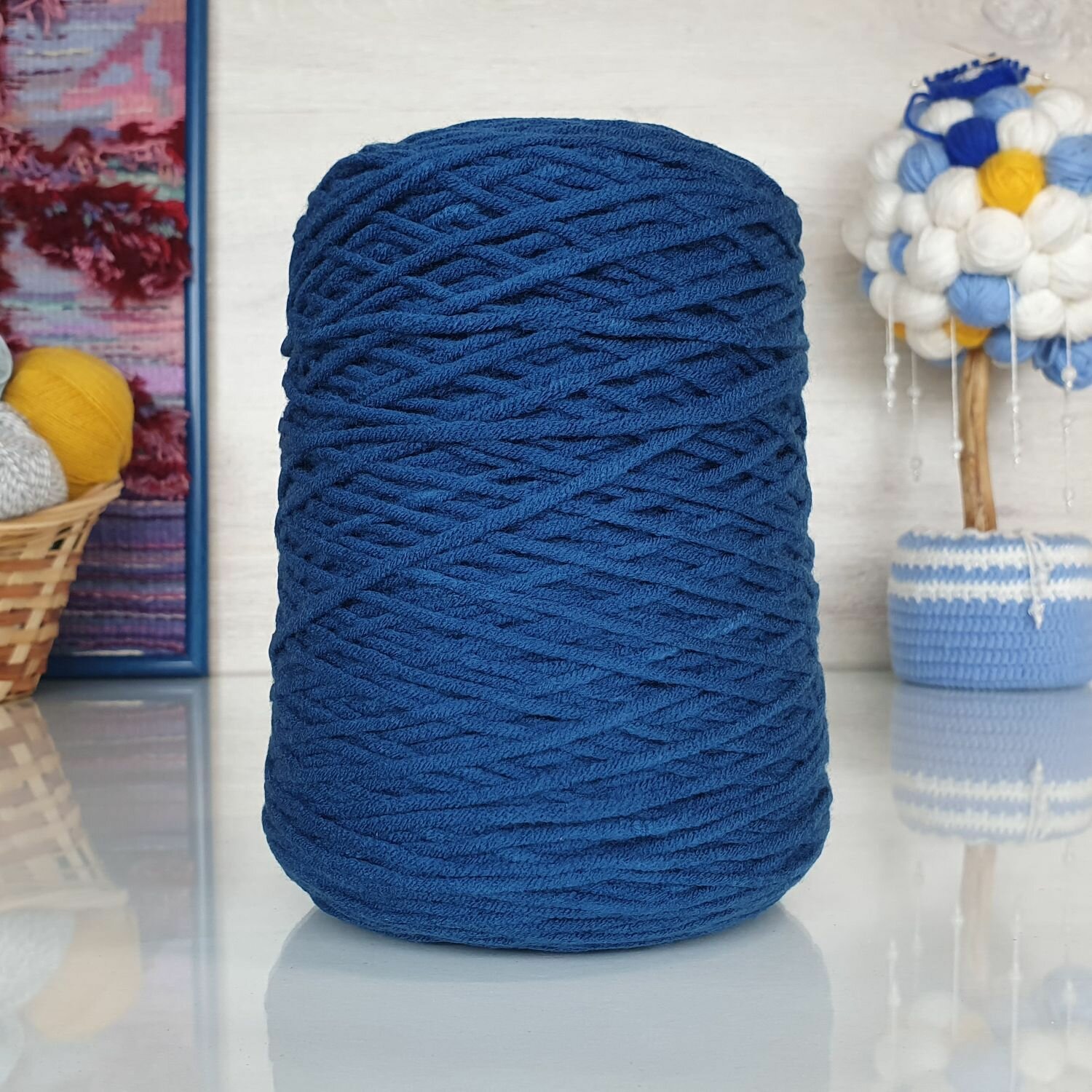 Пряжа MALIK HOBBY Соловей, тафтинг, индиго - 19, 100% акрил, 1 бобина, 400 г, 400 м.