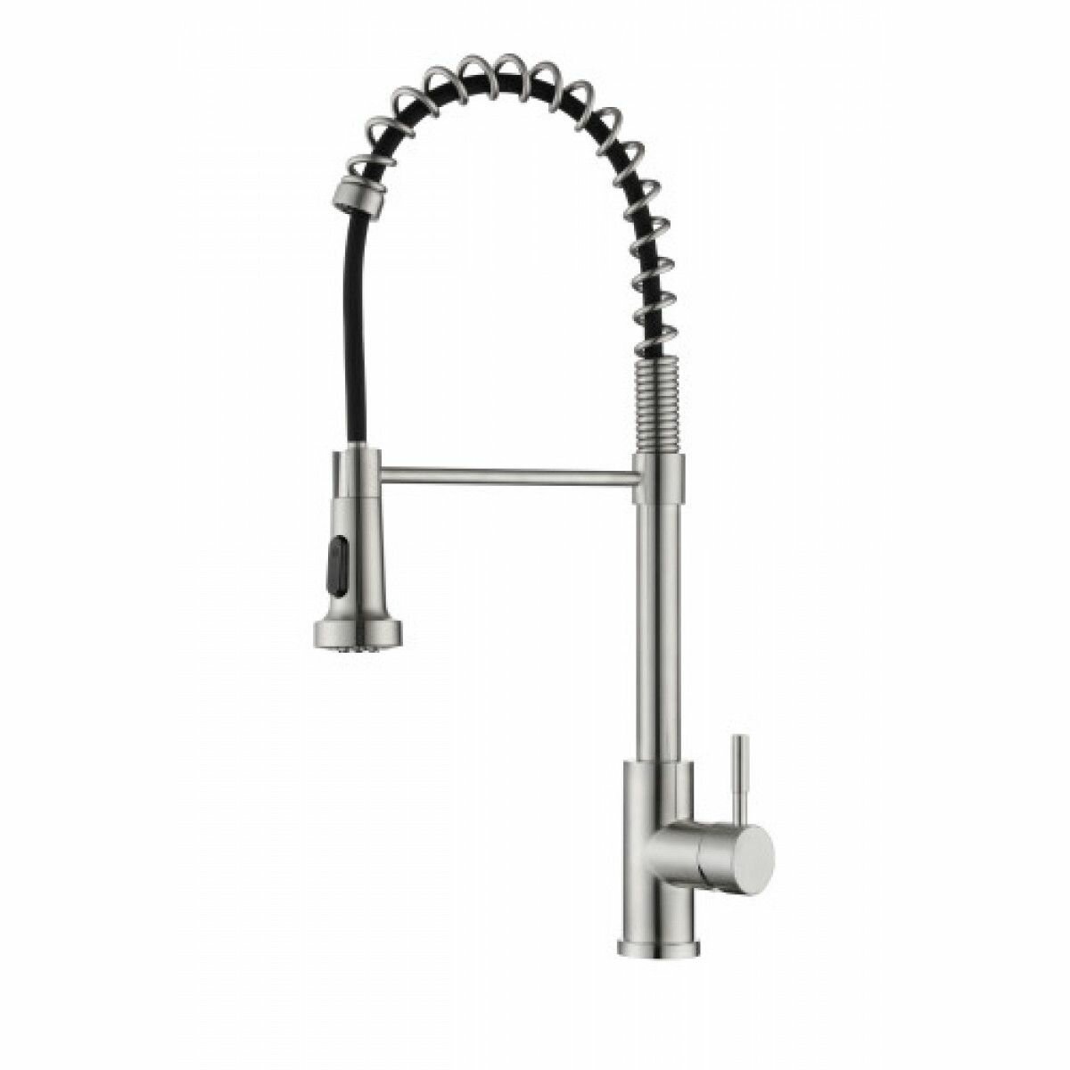 Смеситель G-Lauf ZAP4-G090 , нержавеющая сталь, гибкий излив, для кухни