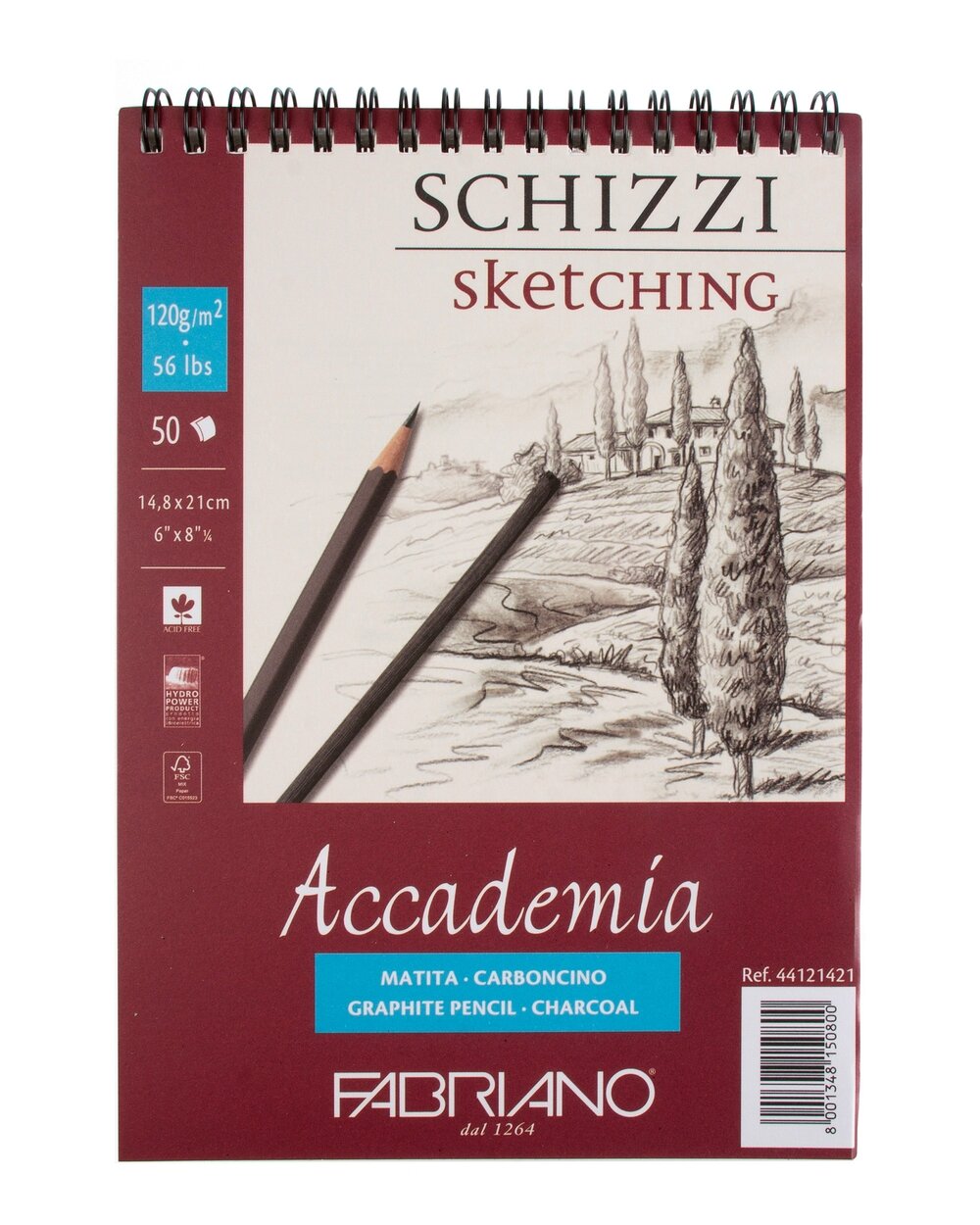 Скетчбук для зарисовок 120г/кв. м (А5) 148х210мм ACCADEMIA 50л. на спирали