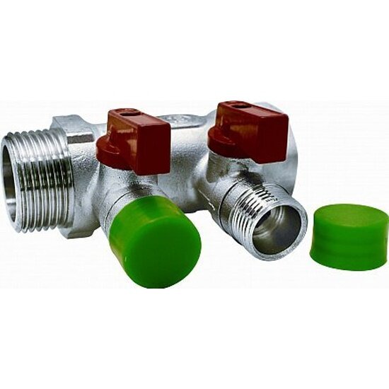 Коллекторная группа Euros с отсекающими шаровыми кранами 3 выхода 3/4" x 1/2" EU. ST3042135 3х34х12_k