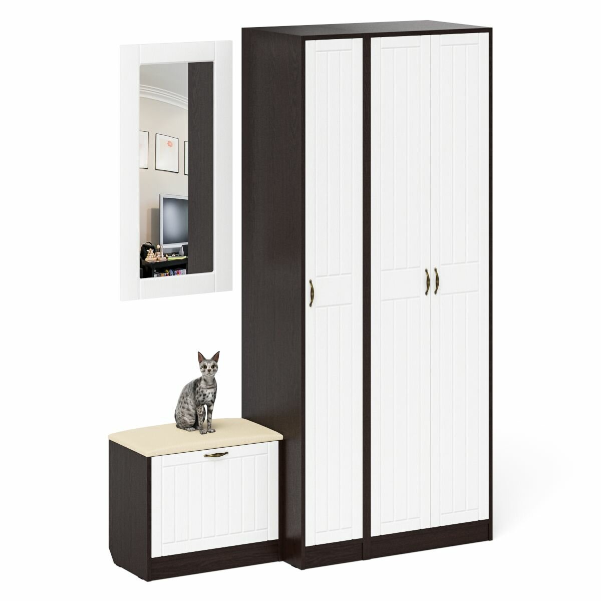 Прихожая П-6 Компоновка № 46 венге/белое дерево прованс