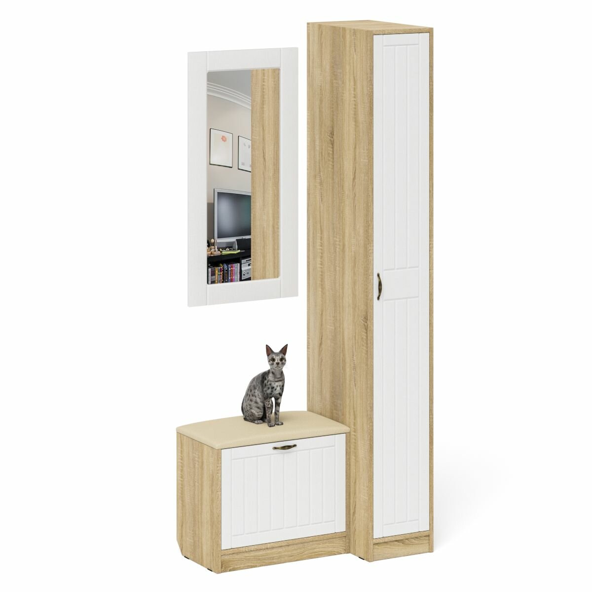 Прихожая Мебельный двор П-6 Компоновка № 40 дуб сонома/белое дерево прованс