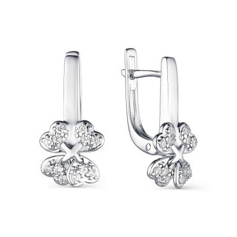 Серьги, серебро, 925 проба, фианит