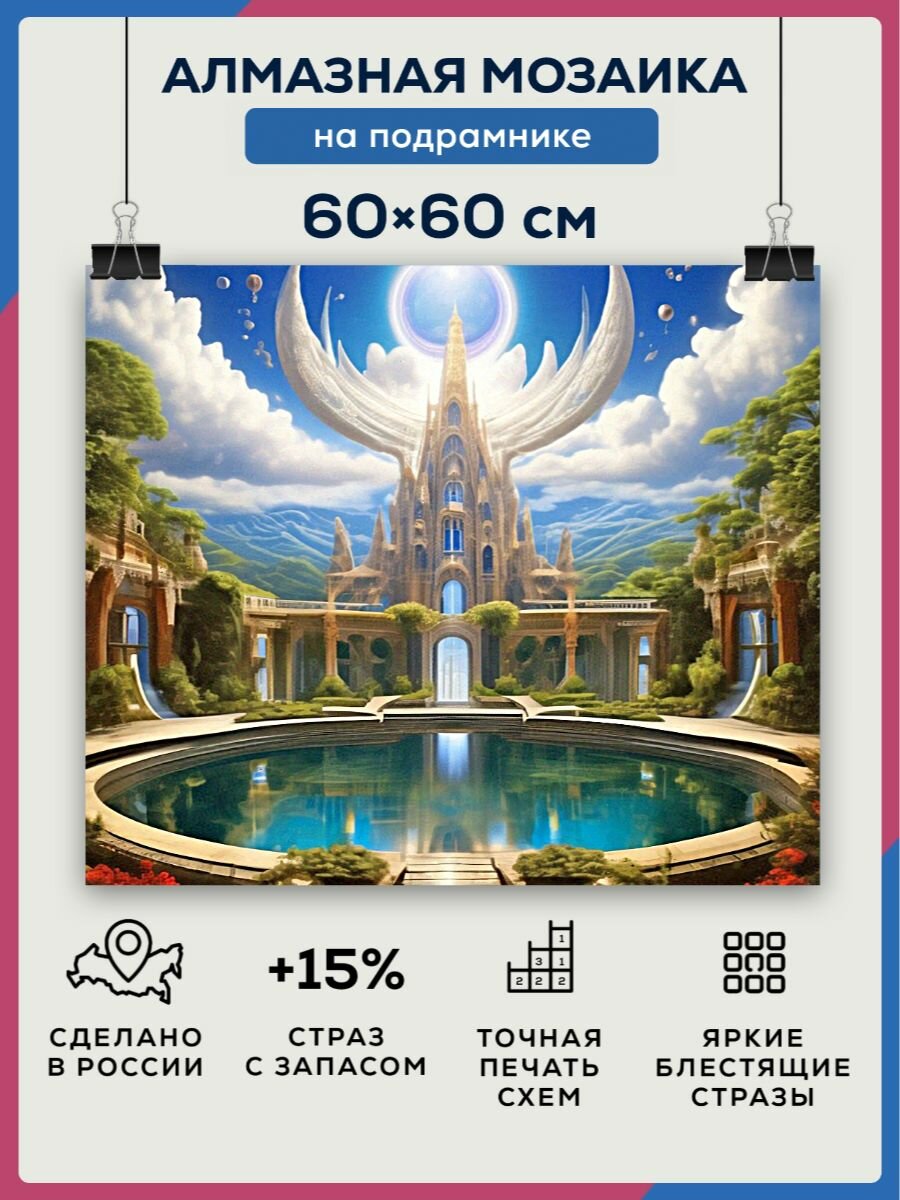 Алмазная мозаика 60x60 Замок сказочный на подрамнике
