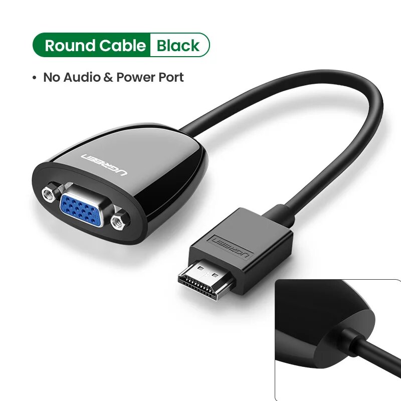 UGREEN HDMI на VGA адаптер, черный, без аудио