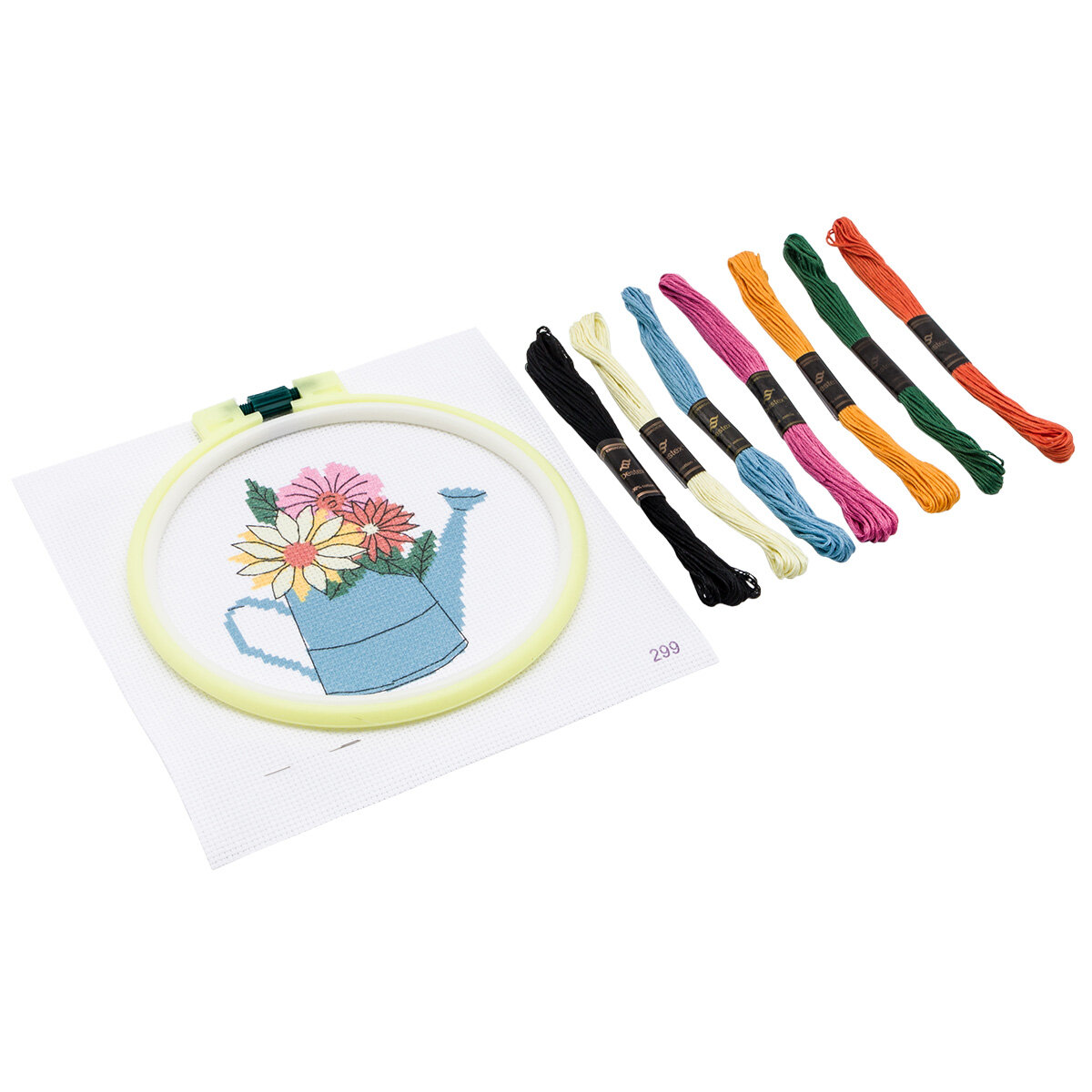 Набор для вышивания крестиком Hobby & Pro Kids 'Лейка с цветами' 19*18см