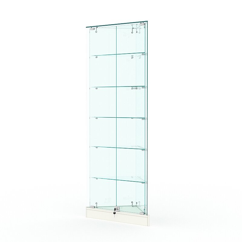 Витрина стеклянная "истра" угловая №501ХП-У трехгранная (с дверками, бока - стекло), Белый