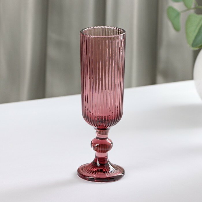 Набор бокалов для шампанского стеклянный SL Home «Модерн», 150 мл, 5,5×18,5 см, цвет розовый